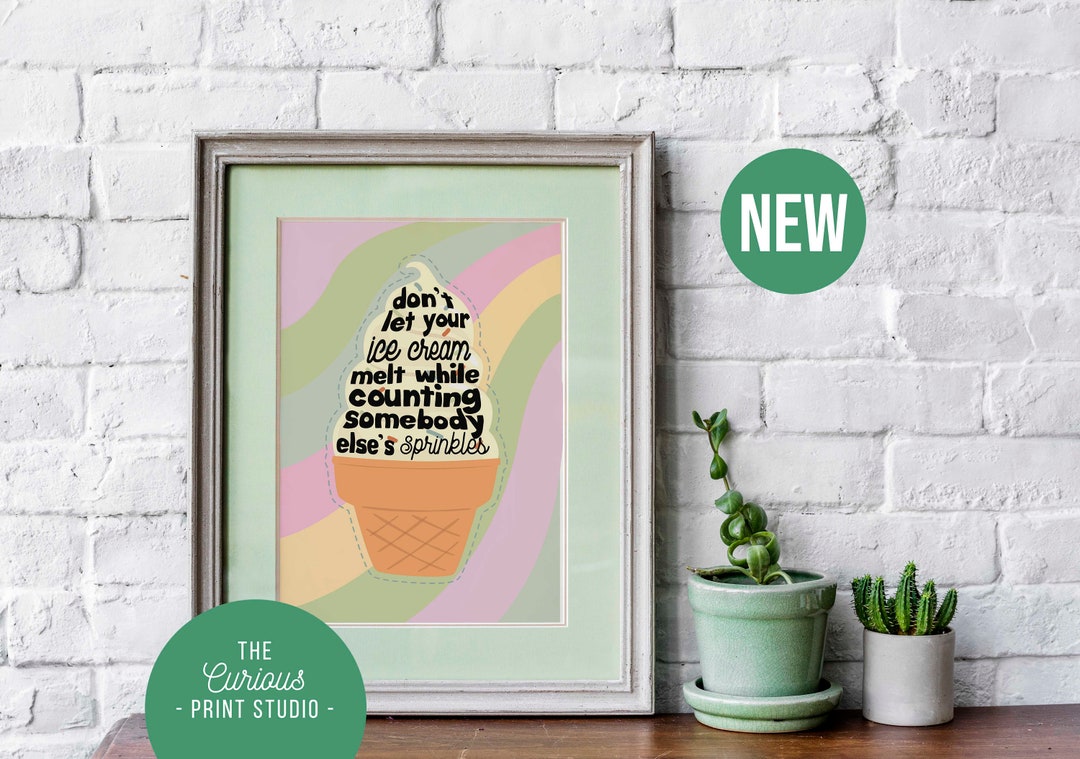 Don't Let Your Ice Cream Melt Illustration Print, A2 A3 A4 A5 A6, Ice ...
