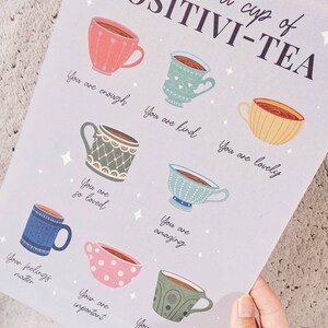 Positivi-tea, Self Affirmation Print, Positivitea, A6 A5 A4 A3 A2, Cup ...
