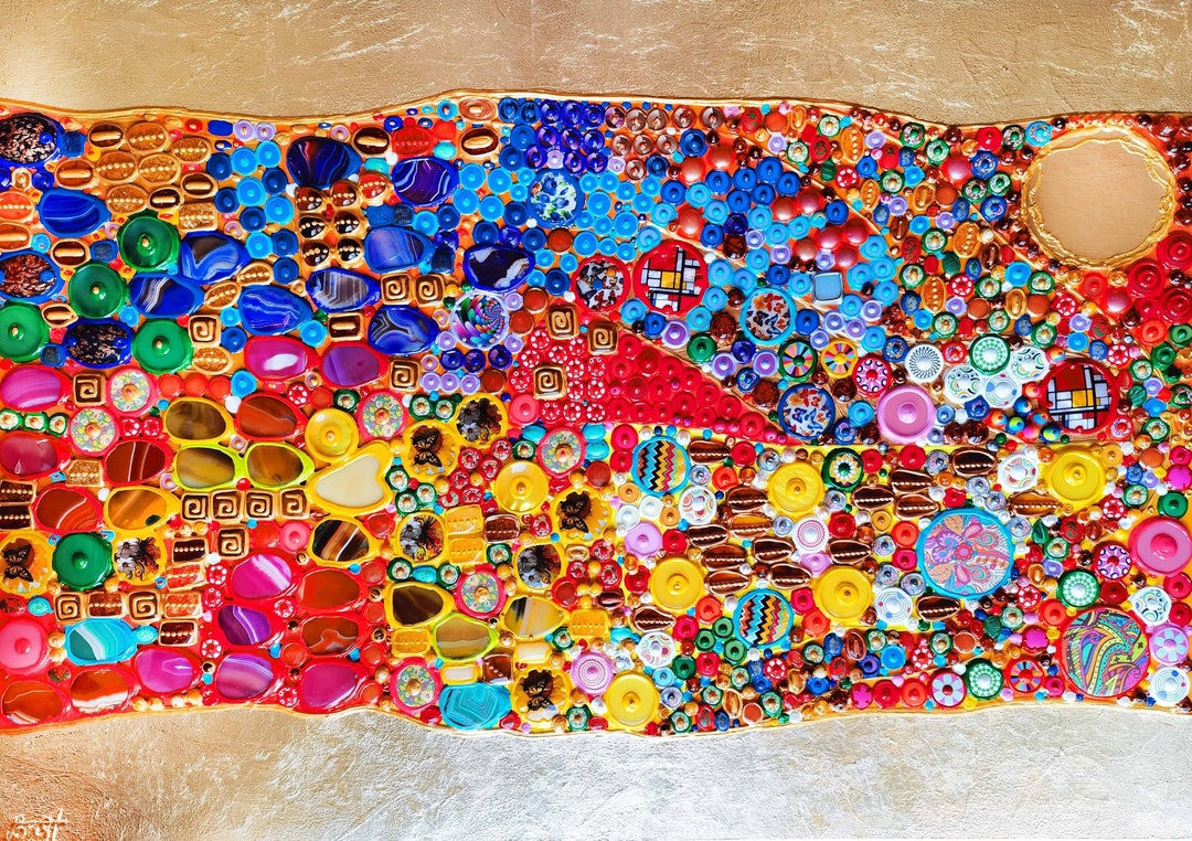 PRECIOUS STONES Abstract Painting on Canvas Original, Amber Agates ...