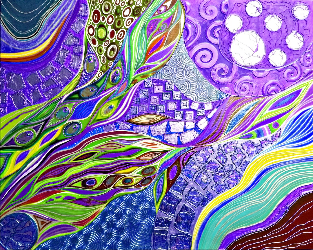 Purple Violet Abstract Painting on Canvas Original Acrylic Large ...