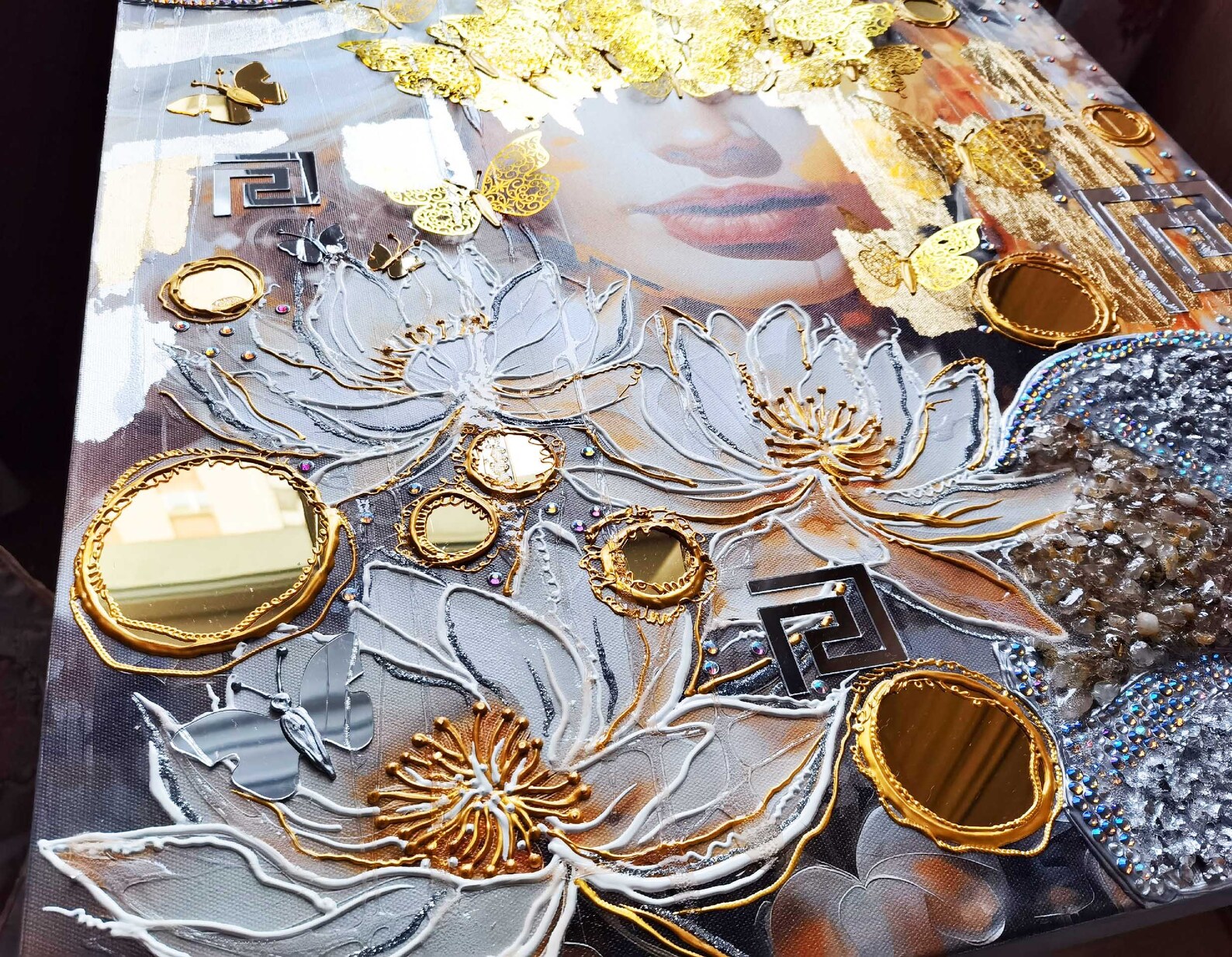 Abstract Woman Painting on Canvas Original Faceless Portrait, Silver ...