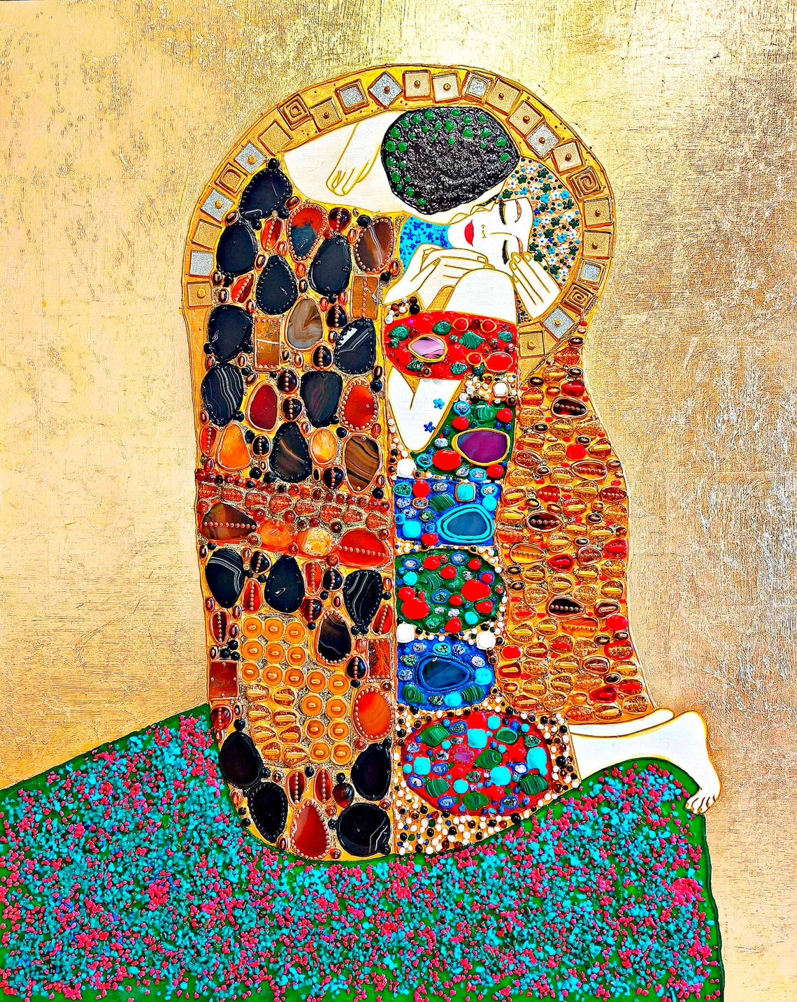Gustav Klimt Paintings of 2 Large Original Artworks Precious Stones ...