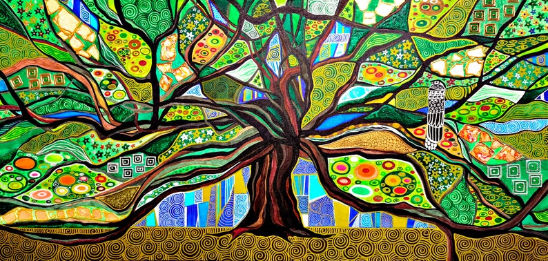 Tree of Life Large Painting on Canvas Original, Abstract Tree of Life ...