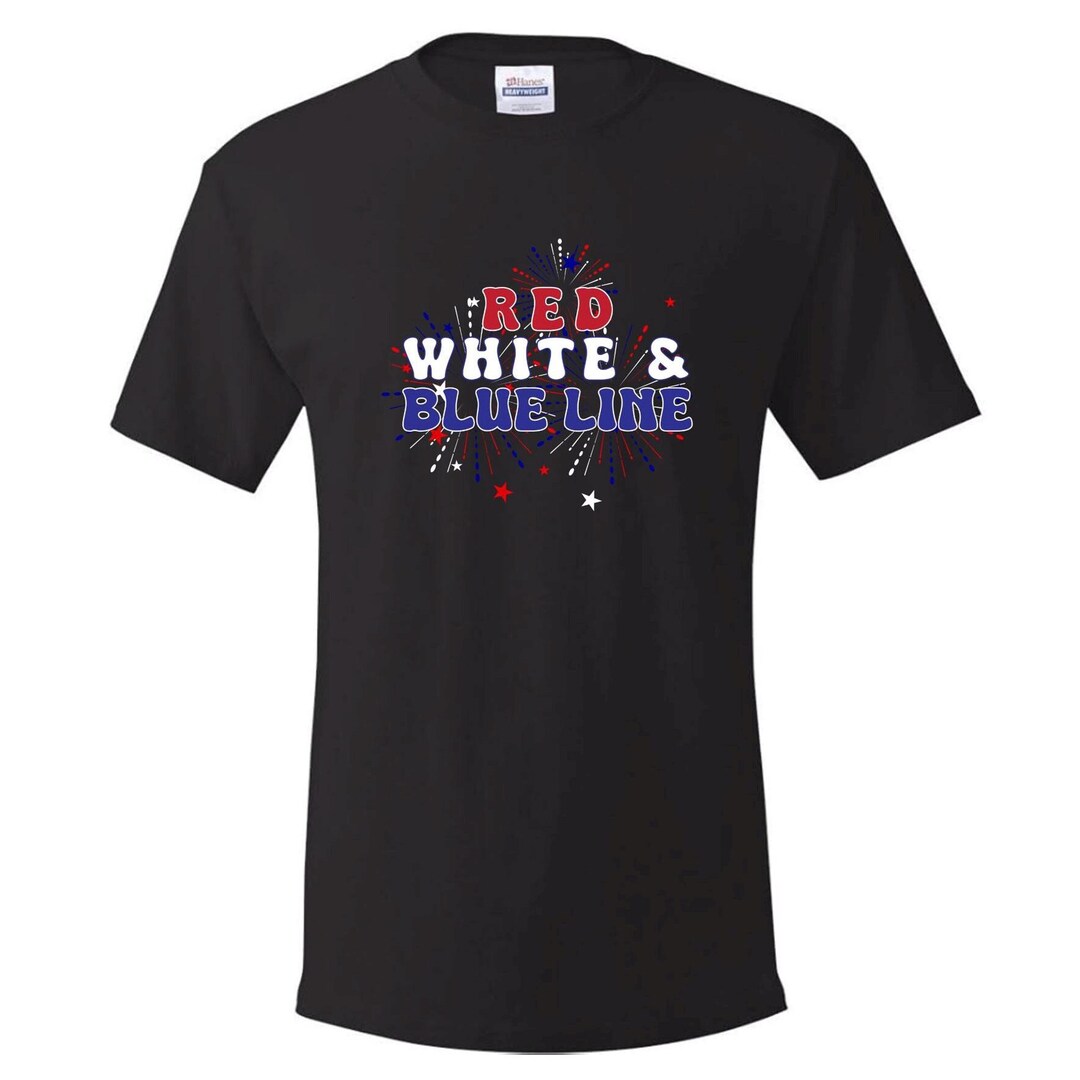 Red White & Blue Line Tee - Etsy