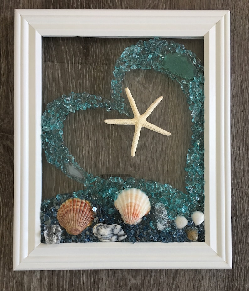 Beach Decor Sea Glass Art Wall Decor Beach Wedding Etsy
