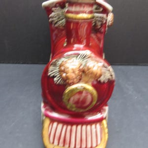 Vintage Christmas Train Pottery Planter With Gold Tone Accents Steam ...