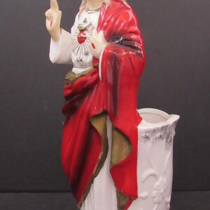 Sacred Heart Jesus Red Robe Planter Vase Rubens #176SH Made in Japan 10 ...