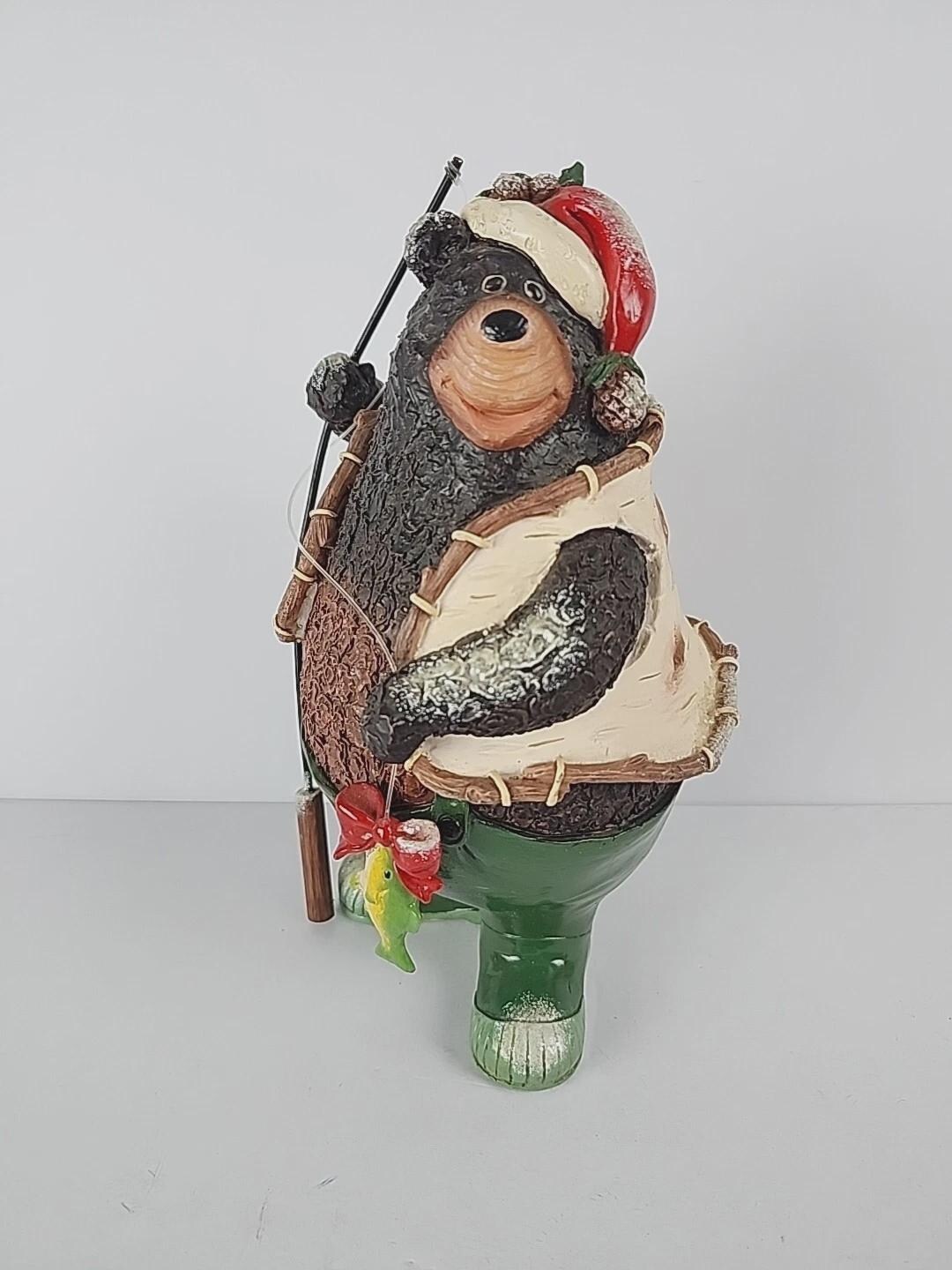 Fly Fishing Christmas Bear Resin Statue Figure 8" Inches - Etsy
