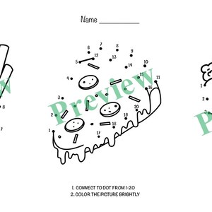 Cute Foods Connect the Dot to Dot Coloring Pages Printable - Etsy