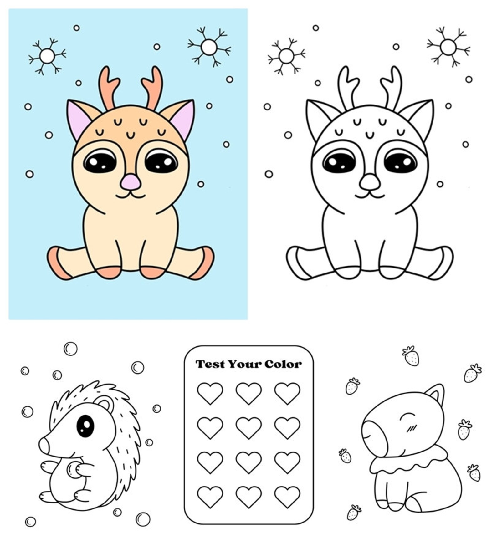 13 Cute Animals Coloring Pages for Kids Coloring Pages Printable ...