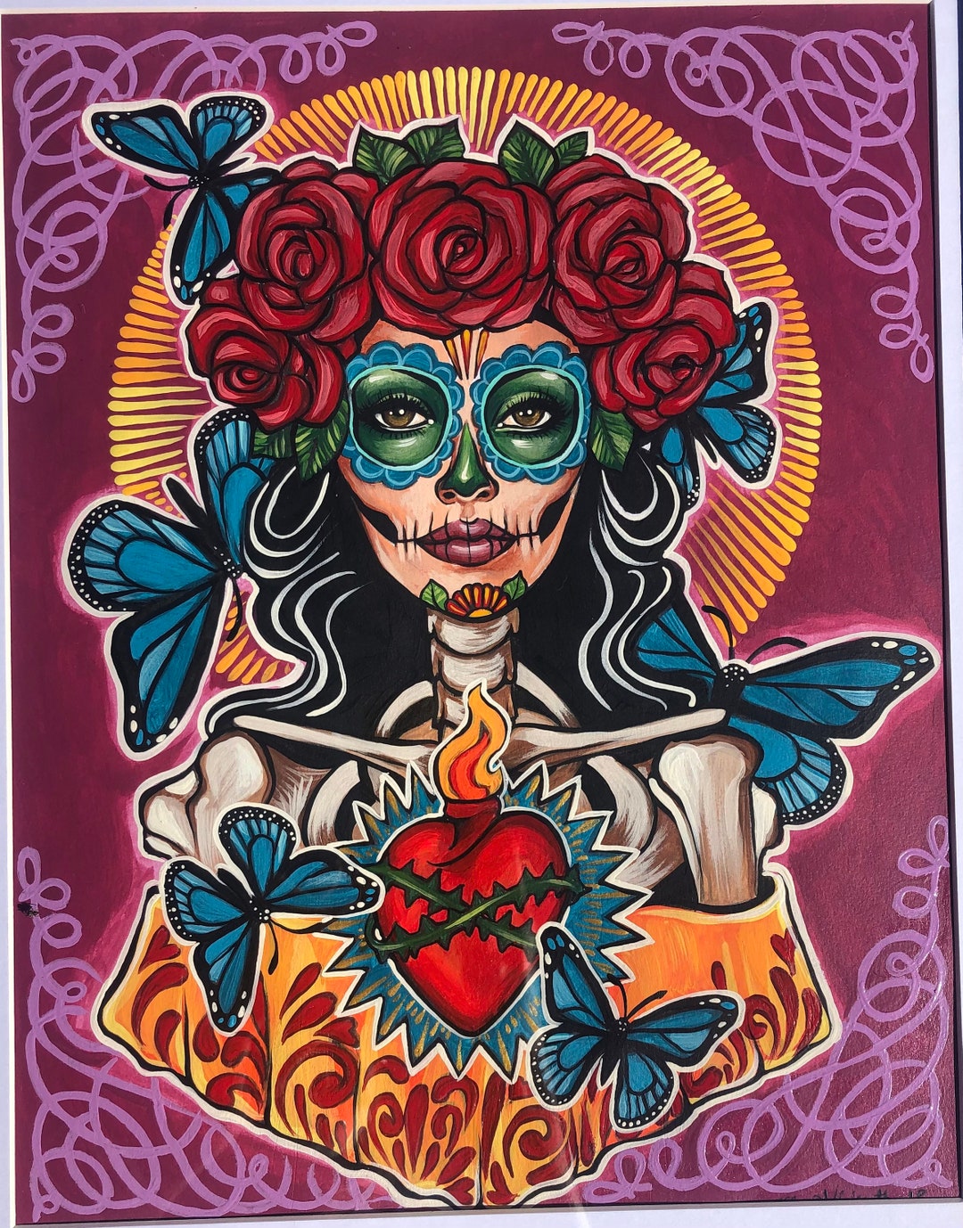 Original Painting Day of the Dead Art - Etsy