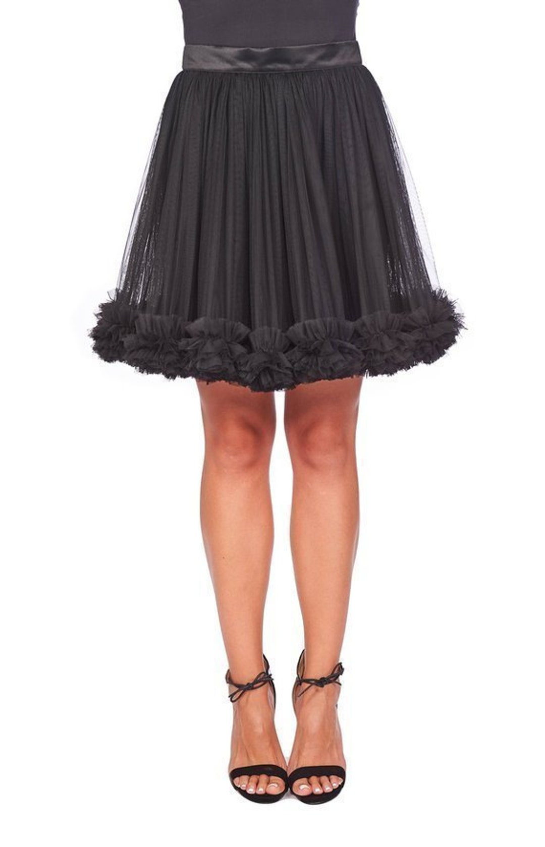 Schwarzer kurzer Rock, knielanger Minirock, Tüllrock, extravaganter ...