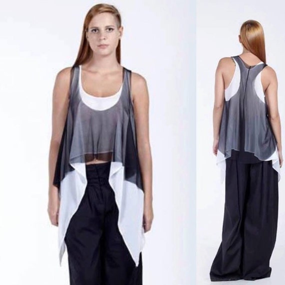 2 Sleeveless Tops Racerback Top Sheer Top White Tank Top | Etsy