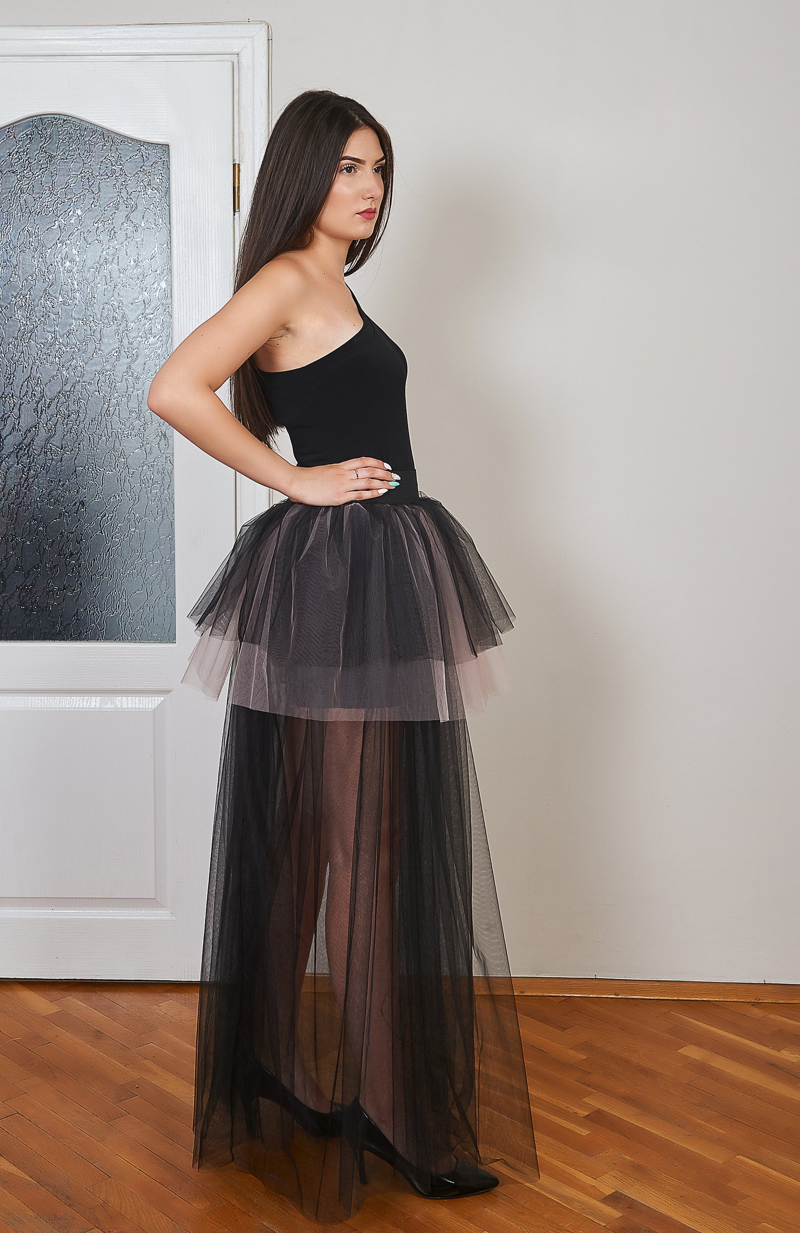 Long Black Tulle Skirt Maxi Long Tulle Skirt Plus Size Tulle Etsy