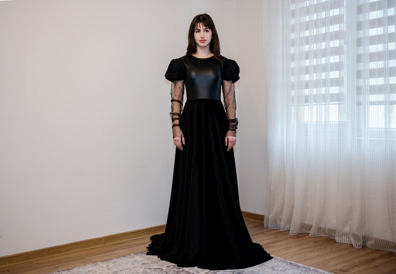 Gothic Leather Wedding Ball Gown, Vampire Regency Prom A- Line Bridal ...
