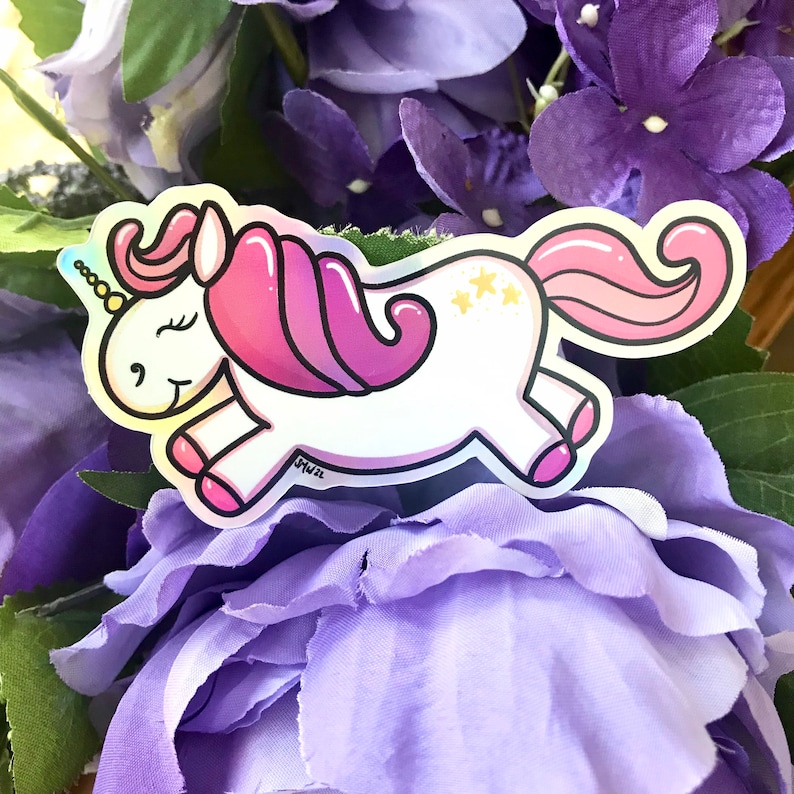Unicorn Sticker Holographic Unicorn Sticker Pink Horse Vinyl Sticker ...
