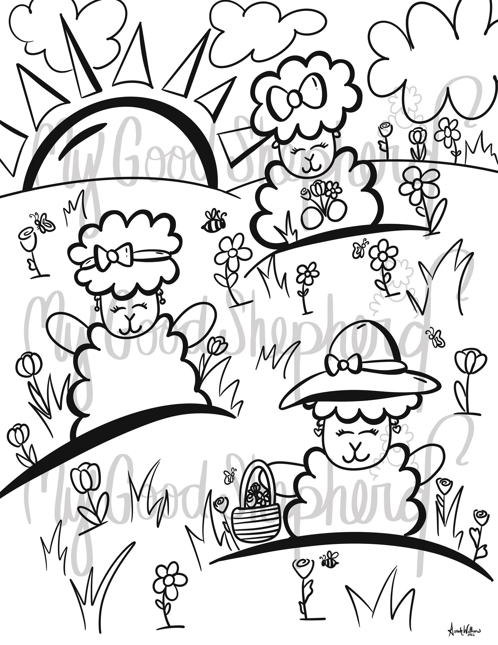 Coloring Page for Kids Sheep Animal Coloring Sheet Printable Instant ...
