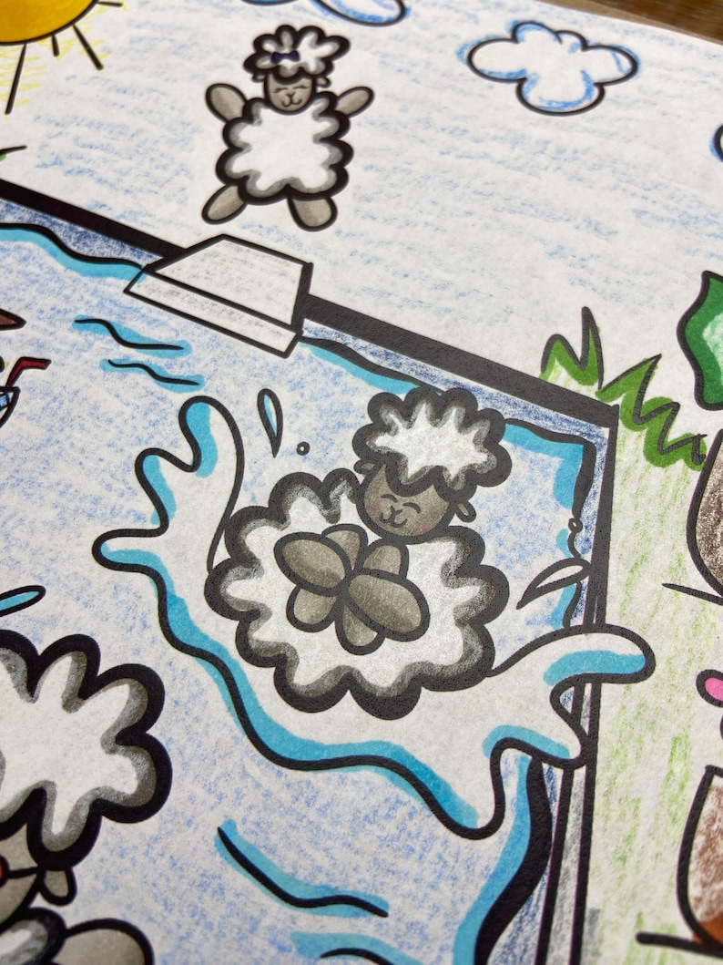 Summer Sheep Pool Party Coloring Page for Kids (digital Download) - Etsy