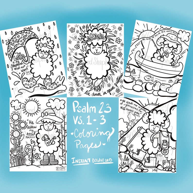 Psalm 23 Coloring Sheets Sheep Instant Download Coloring Page for ...