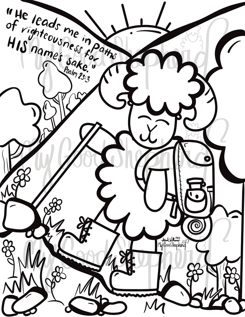 Psalm 23 Coloring Pages: Sheep Bible Verse Activity (digital Download ...