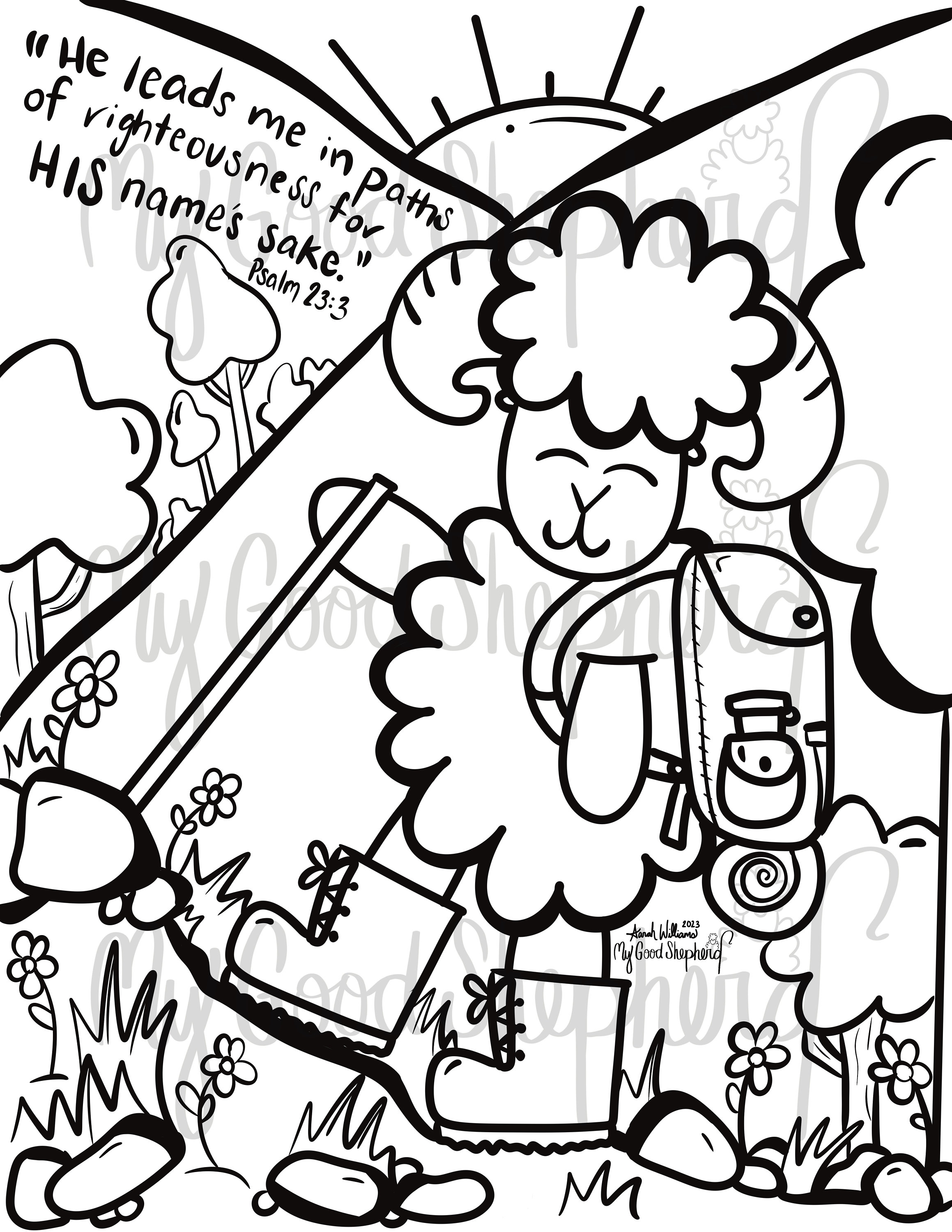 Psalm 23 Coloring Sheets Sheep Instant Download Coloring Page for ...