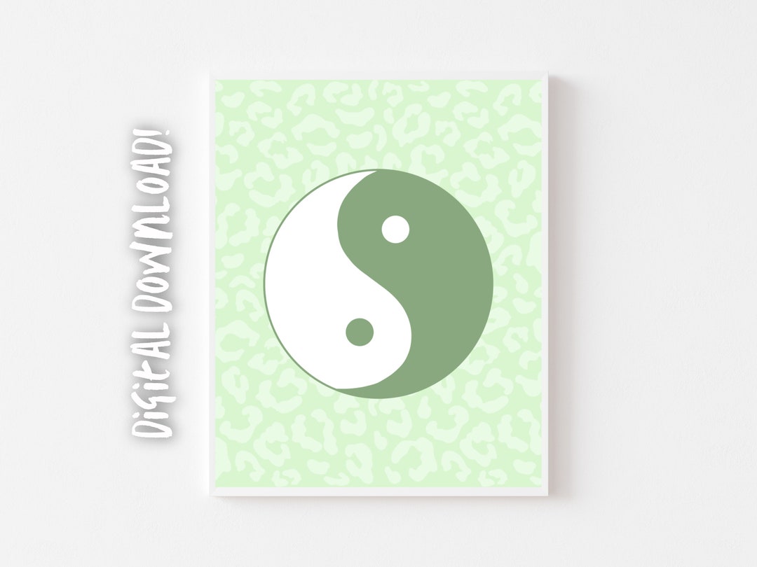 Yin Yang Green Wall Art Print Leopard, Cheetah, Funky Room Decor ...
