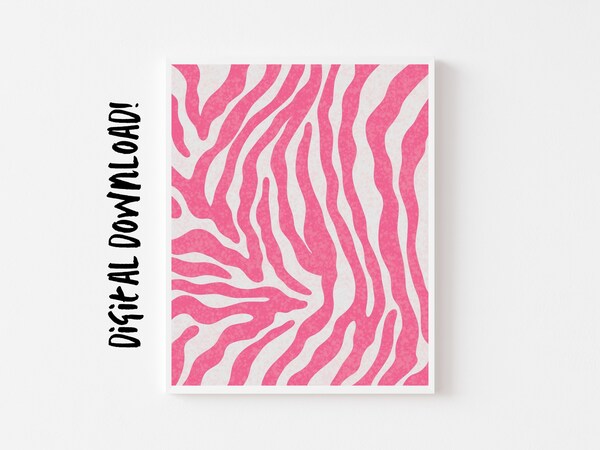 Pink Wall Art Print, Preppy Room Decor, Abstract Pink Art, Digital ...