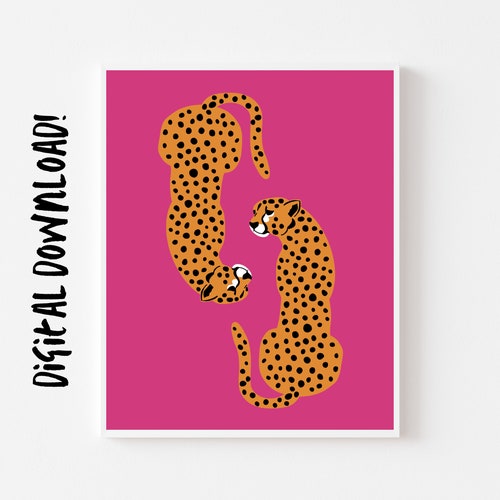 Preppy Pink Leopard Cheetah Animal Print Preppy Wall - Etsy