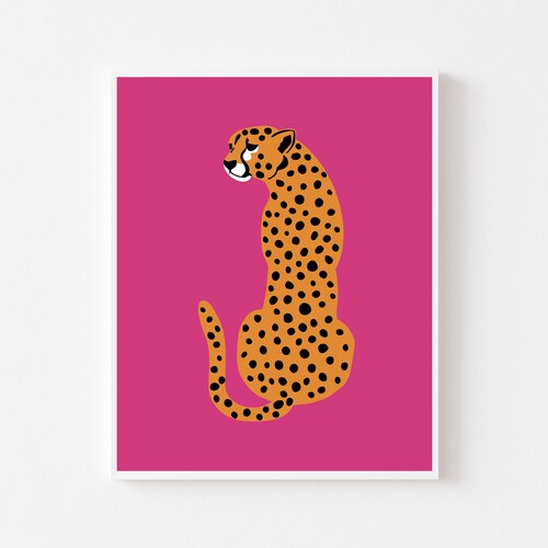 Preppy Pink Leopard Cheetah Print Hot Pink Preppy Wall Art Etsy