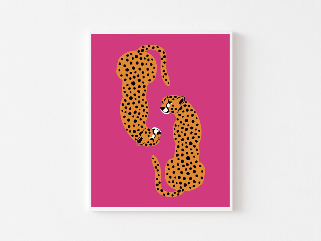 Preppy Pink Leopard Cheetah Print Hot Pink Preppy Wall Art - Etsy
