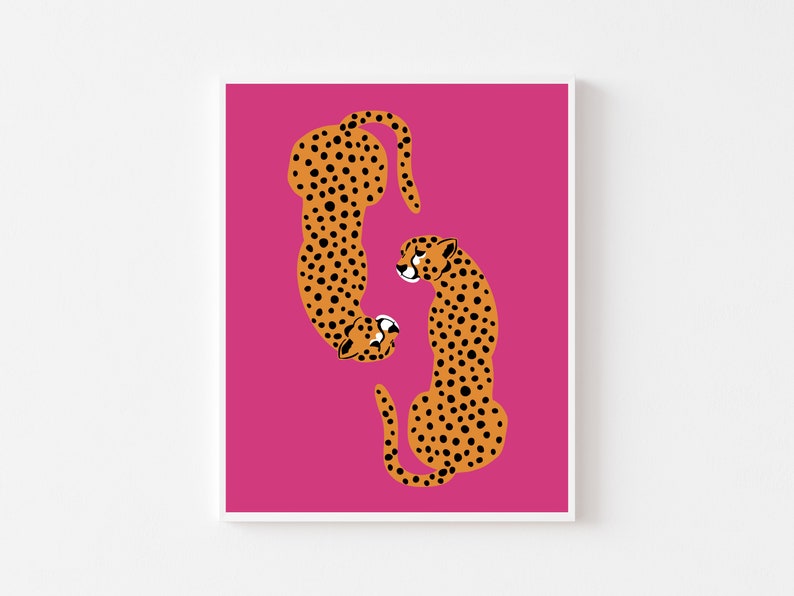 Preppy Pink Leopard Cheetah Print Hot Pink Preppy Wall Art - Etsy