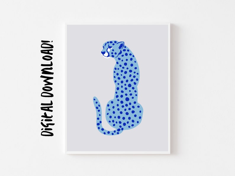 Preppy Blue Leopard Cheetah Animal Print Preppy Wall | Etsy