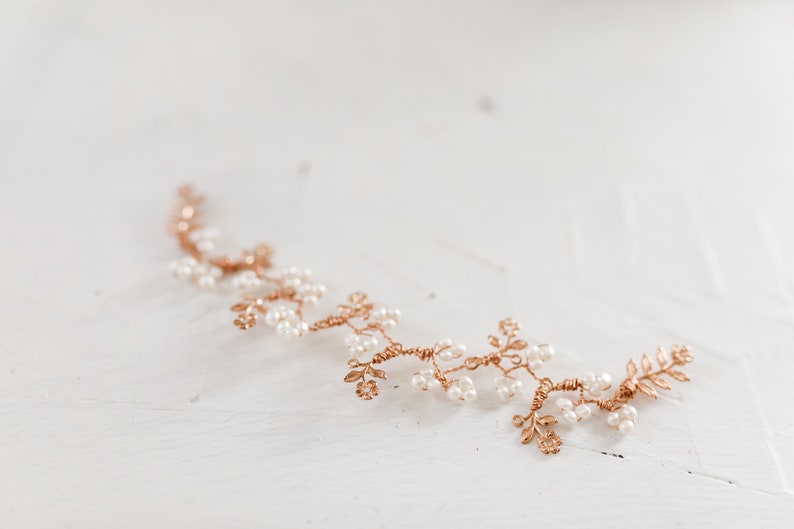 Vivianne Rose Gold Floral Hair Vine - Etsy