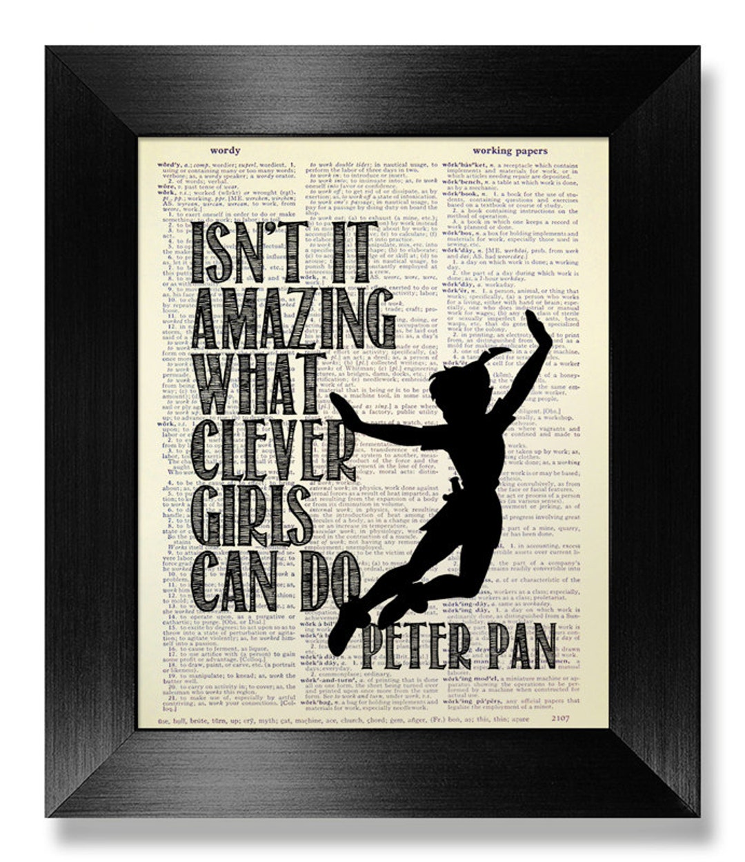 Peter Pan Quote Print, Peter Pan Typography Wall Art Quote Poster ...