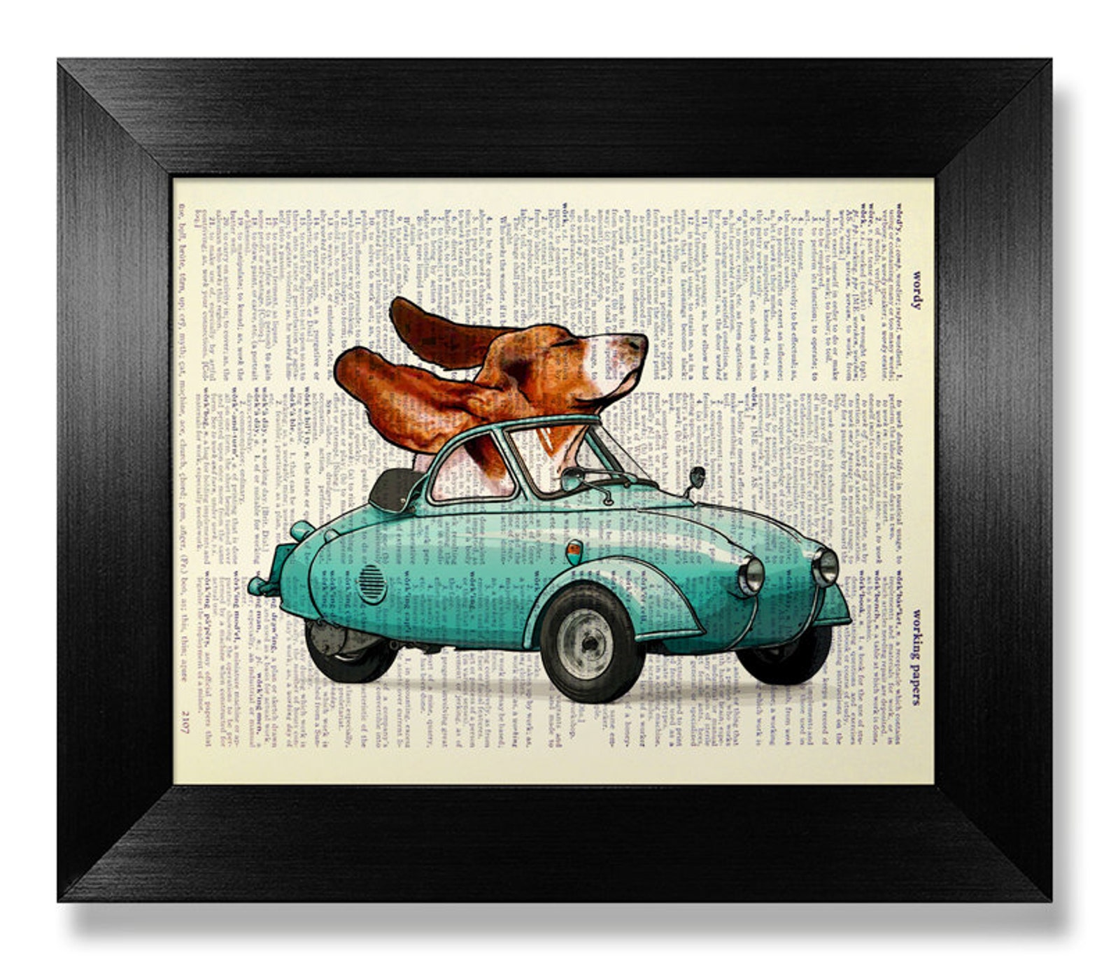 Dog Art, BASSET Hound Art Print, BOYFRIEND Gift Pet Lover Gift, Nursery ...