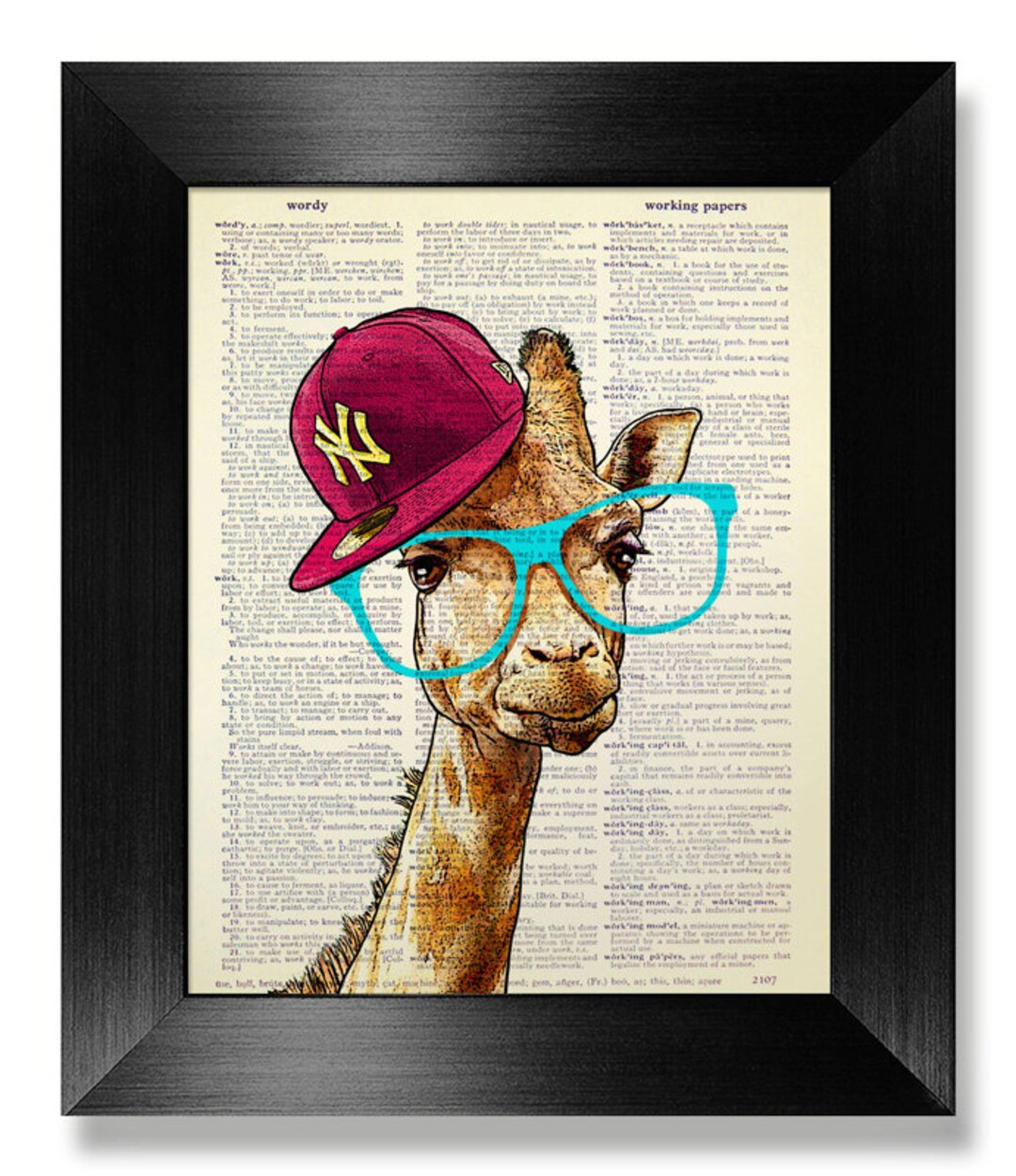 GEEKERY Giraffe Nursery Wall Art Print, College DORM Decor, Teen Boy ...