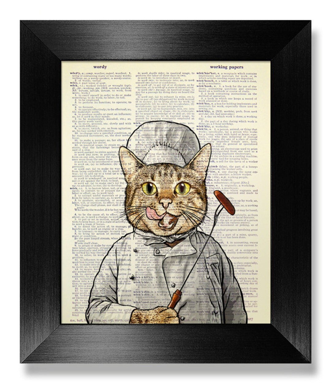 Cat KITCHEN Decor Art, CAT Art Print, COOKING Art, Kitchen Artwork ...