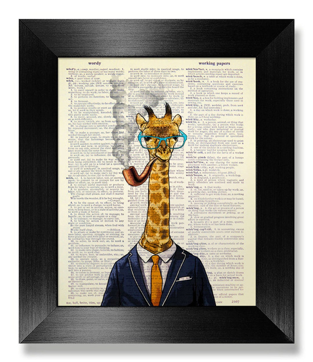 Hipster Giraffe Art, Smoking GIRAFFE Print, Office Wall Art, Funny BOSS ...