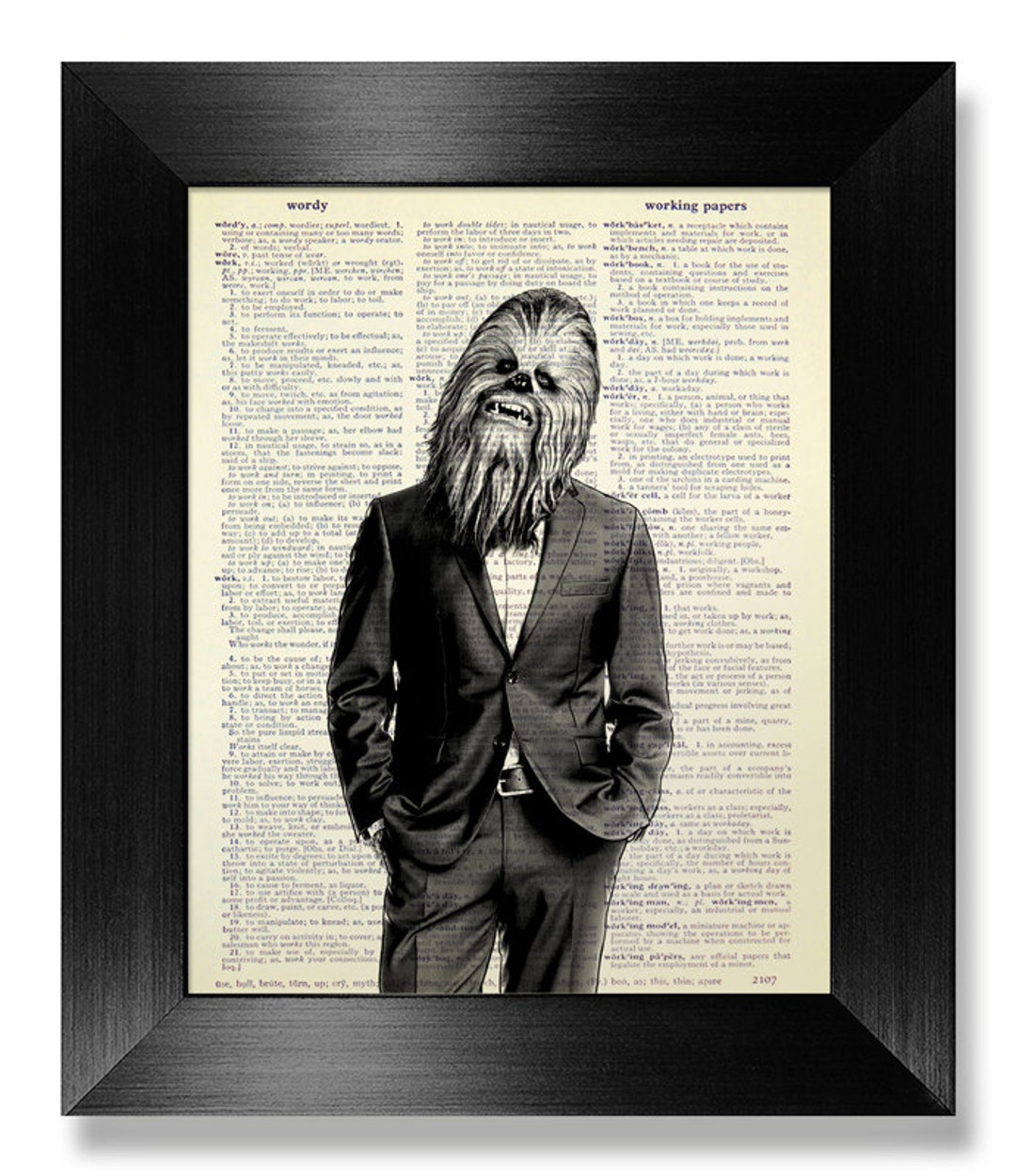 Wookie in Suit, Star Wars Wall Art, Wookie Poster, Retro Movie Wall Art ...