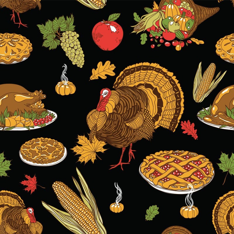 Thanksgiving Fabric - Etsy