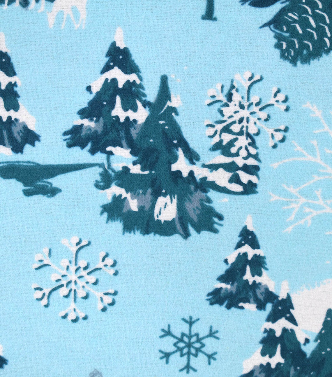 Christmas Flannel, Snowflake/trees Fabric, Winter Wonderland Flannel ...
