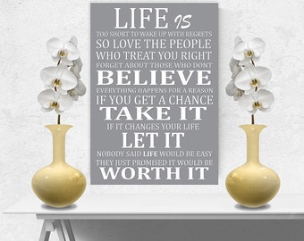 Inspirational Motivational Wall Art Canvas Print Picture Life | Etsy