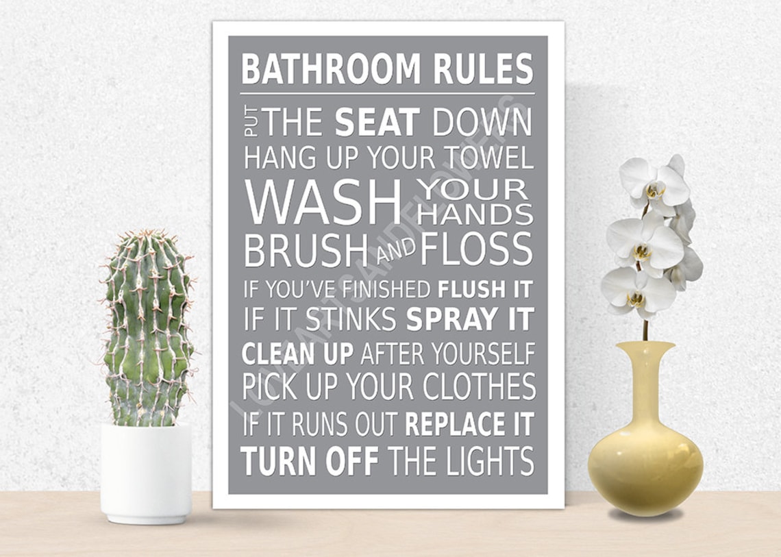 Bathroom Rules Wall Picture Bathroom Wall Art Glossy Poster - Etsy UK