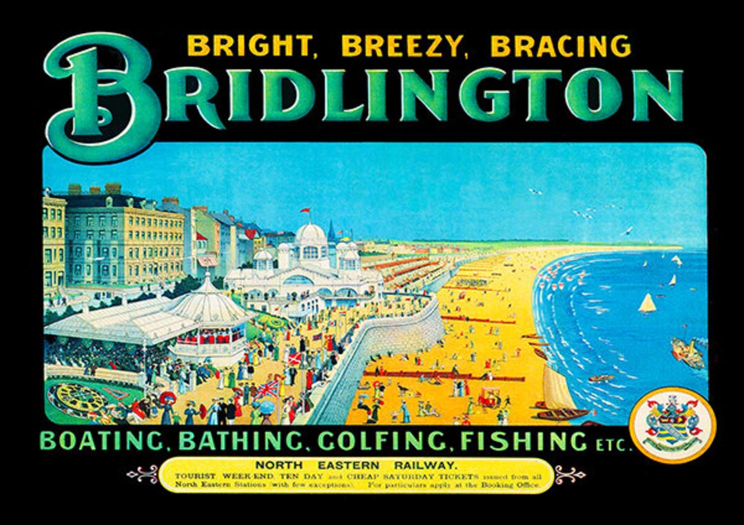 Vintage BRIDLINGTON Coast Travel Poster LNER Travel Poster Glossy ...