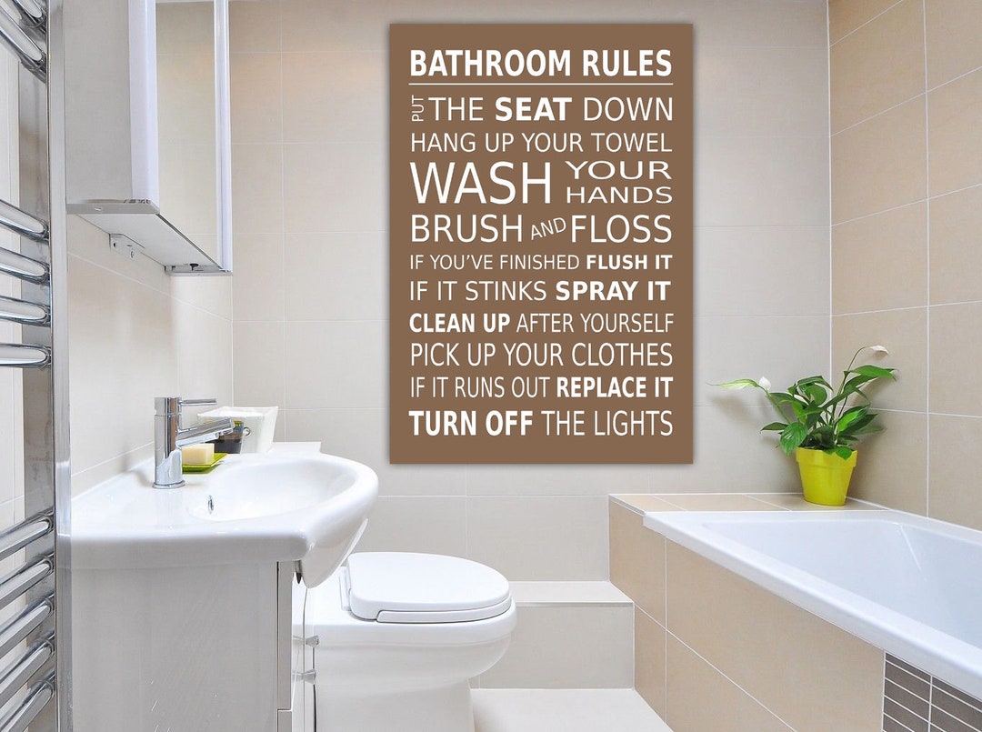 Bathroom Rules Wall Picture Bathroom Wall Art Glossy Poster - Etsy
