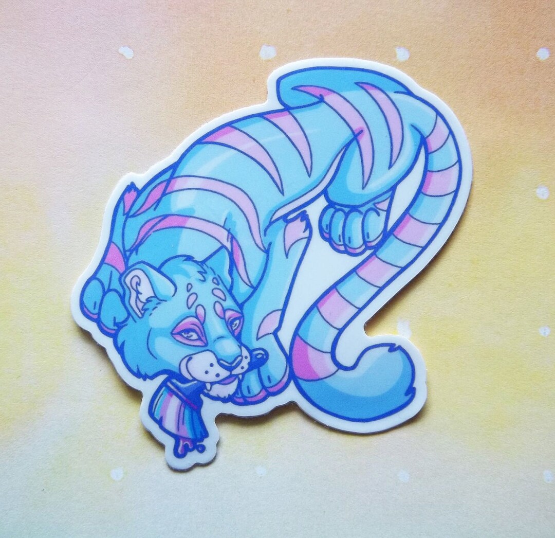 Transgender striped Kougra Neopets Stickers Original Art - Etsy
