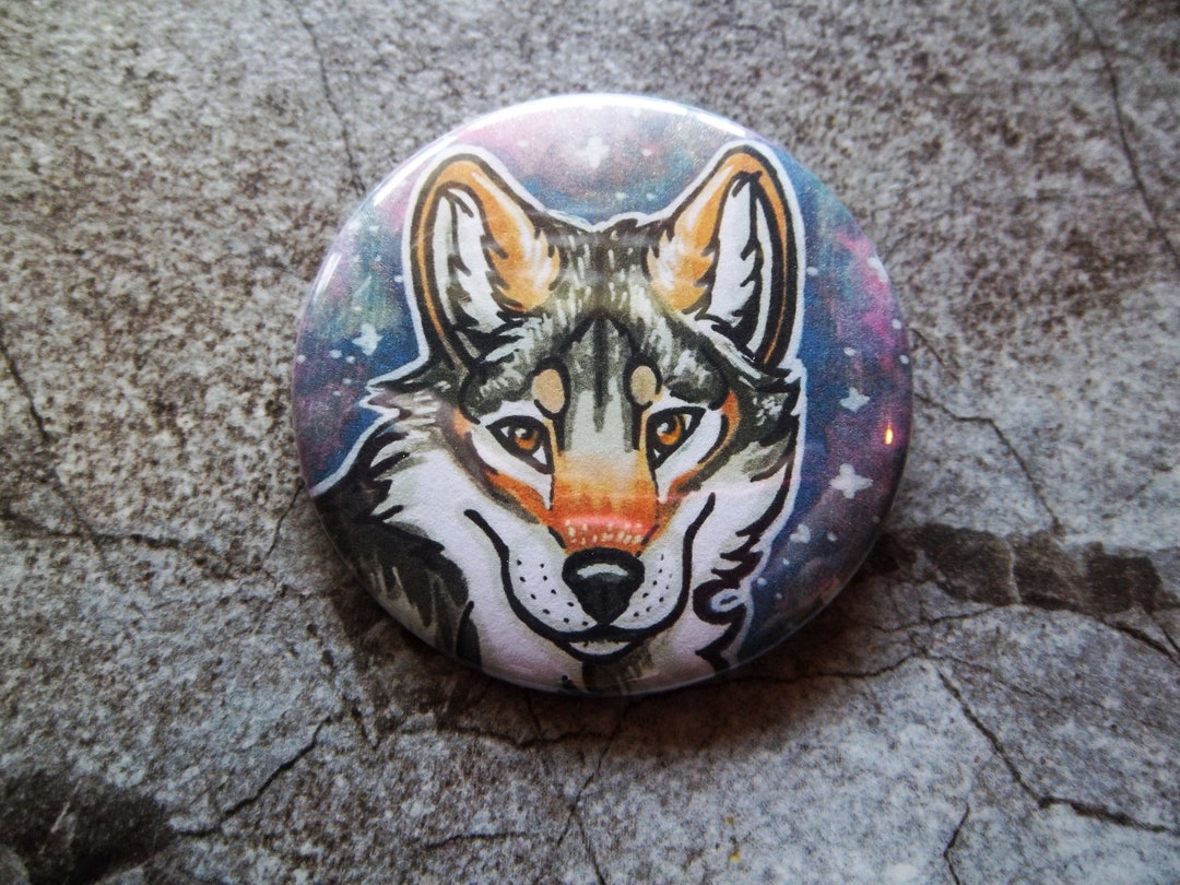 Wolf Furry Button 2.25 Pin Back Button Metal Galaxy - Etsy