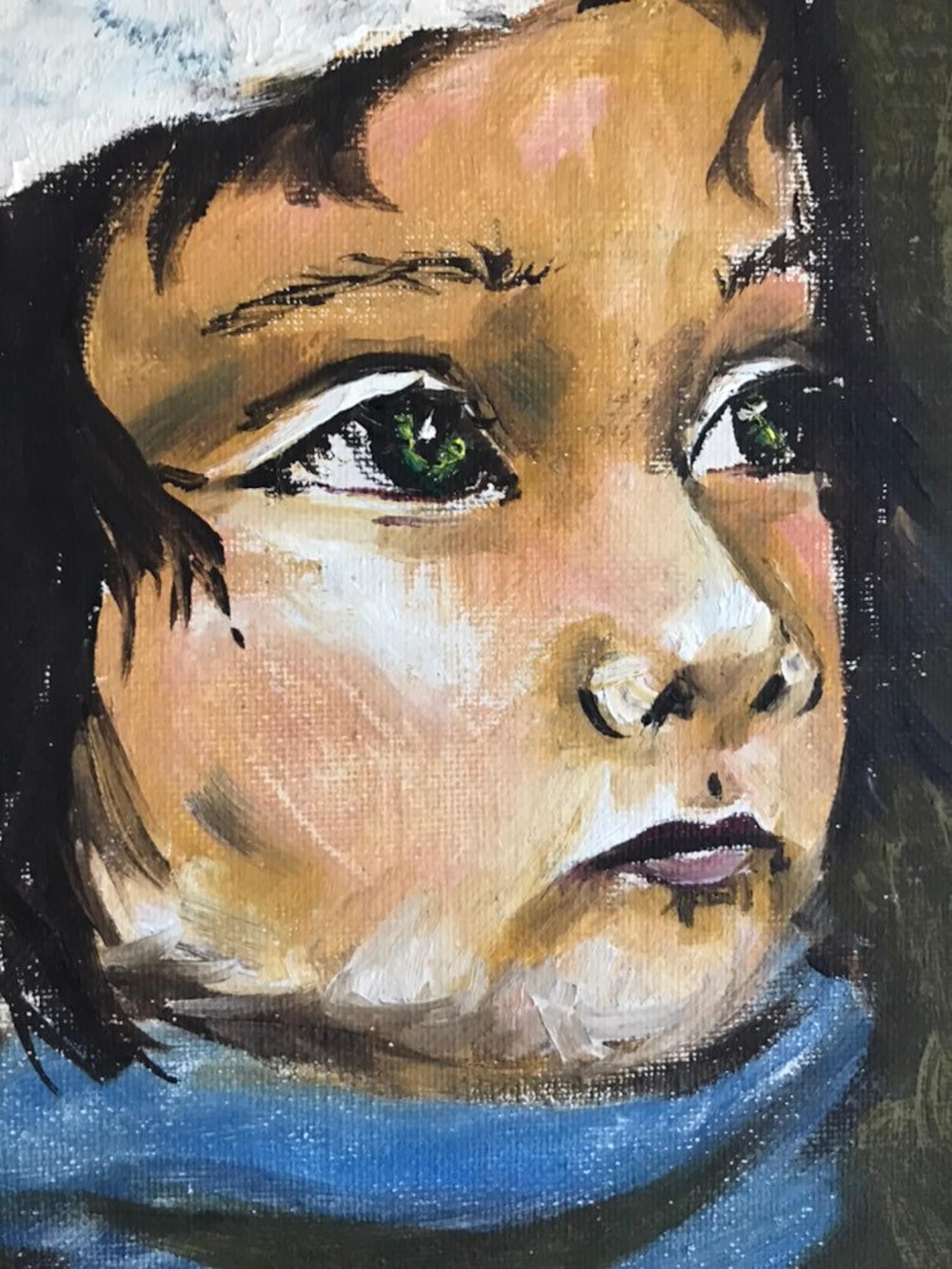 Boy in Blue Original Portrait Painting by Augie | Etsy