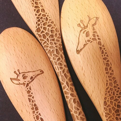Giraffes Engraved Wooden Spoons - Etsy