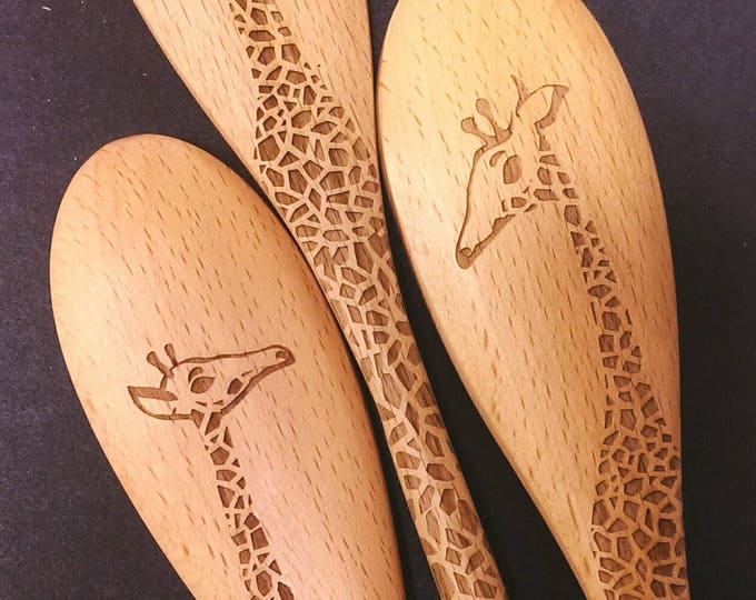 Giraffes Engraved Wooden Spoons - Etsy